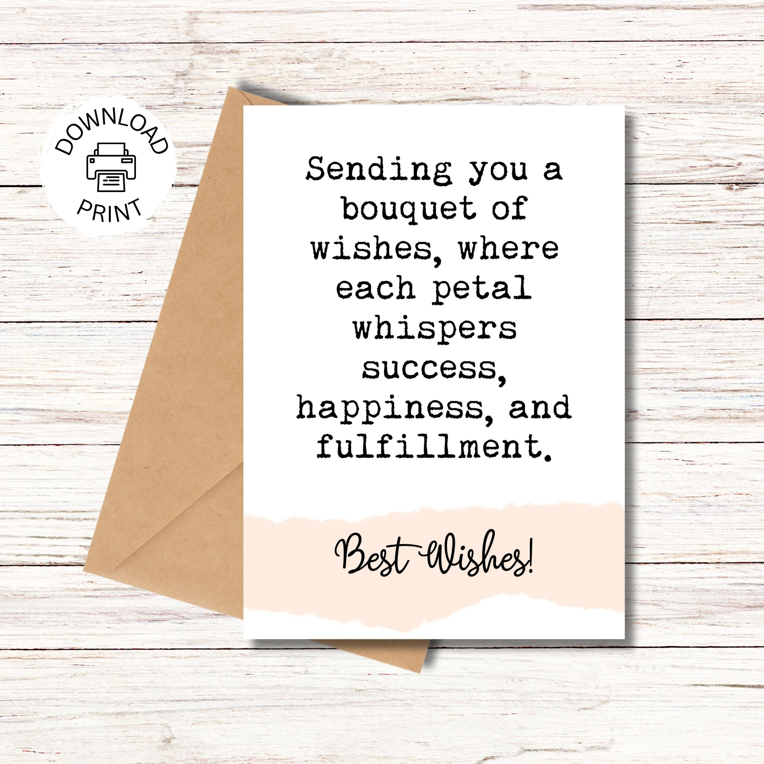 Best Wishes Card | Printable Greeting Card | Bouquet of Wishes ...