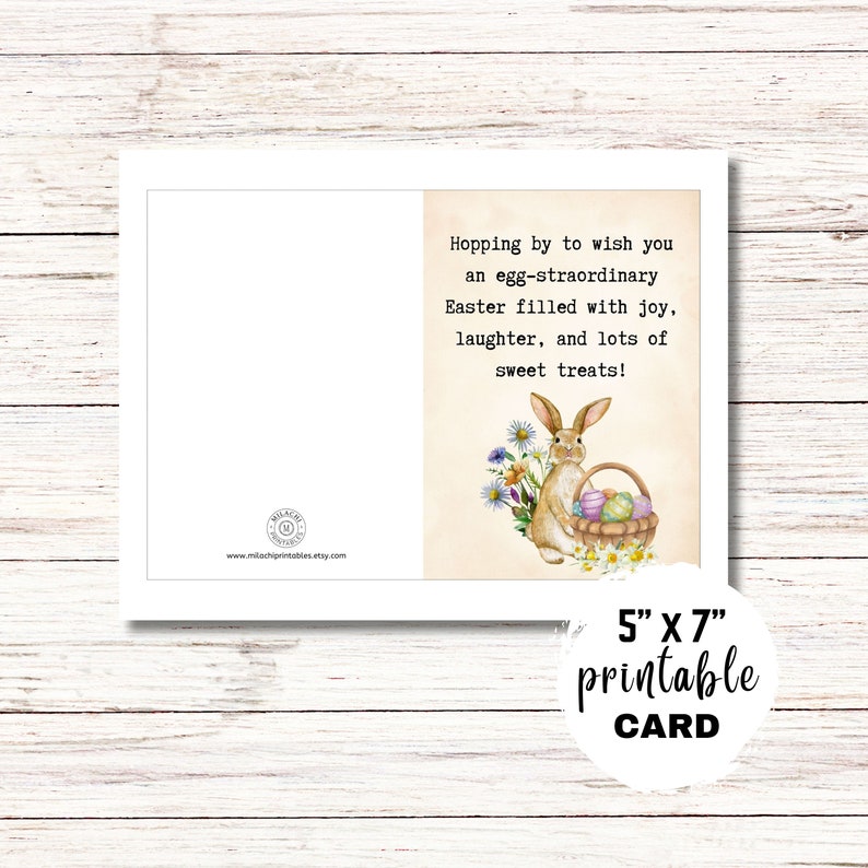 Happy Easter Card Printable, Easter Greeting Card, Easter Bunny Bliss ...