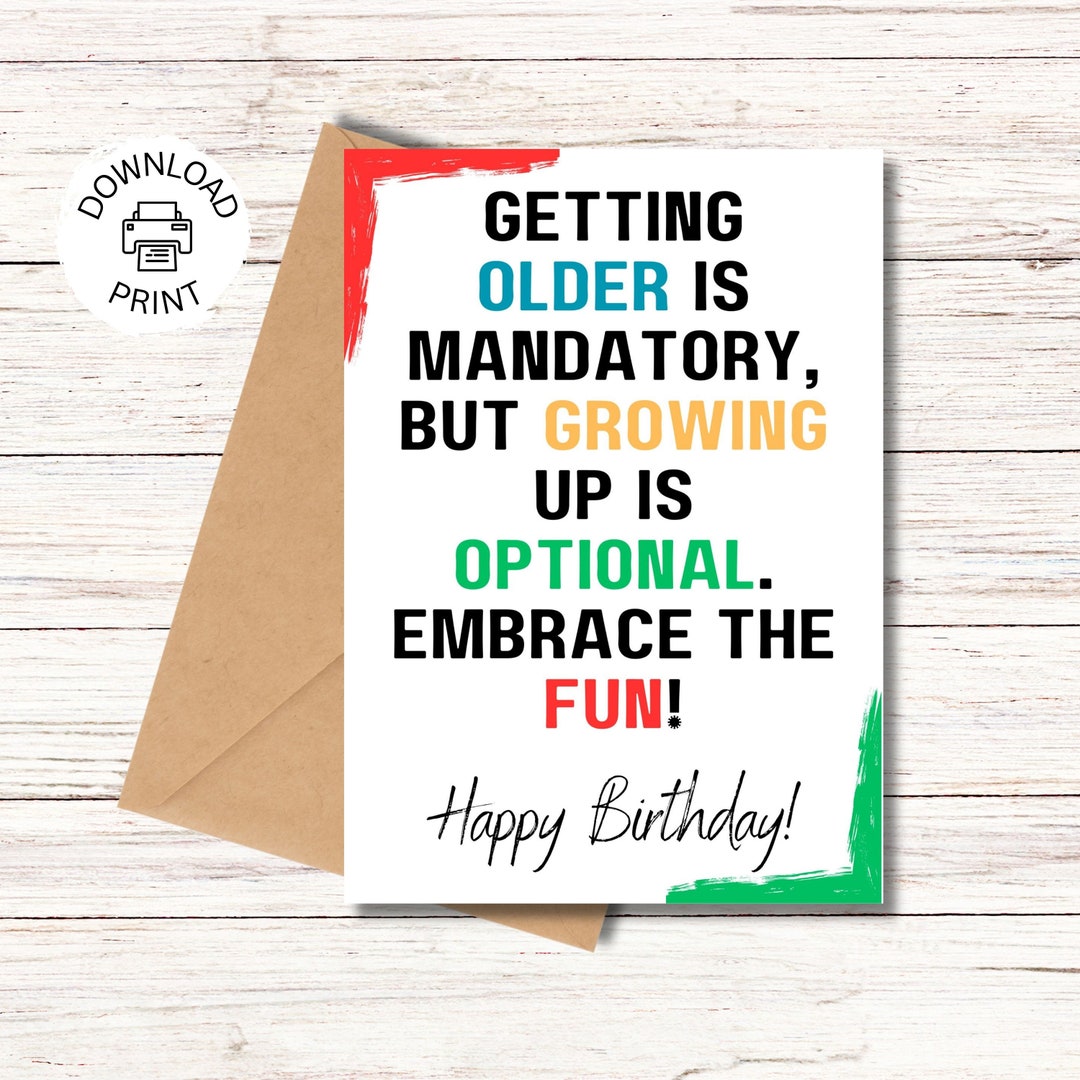 Embrace the Fun - Happy Birthday Card - Printable Greeting Card ...