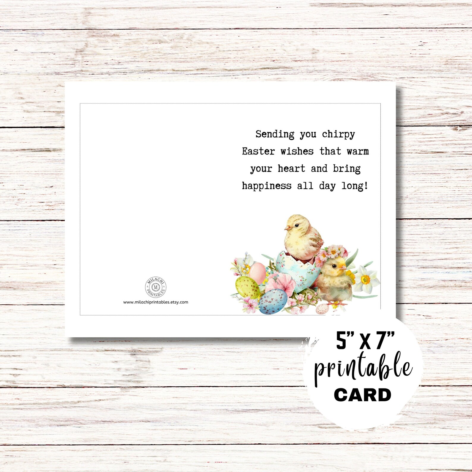 Happy Easter Card Printable, Easter Greeting Card, Chirpy Easter Wishes ...