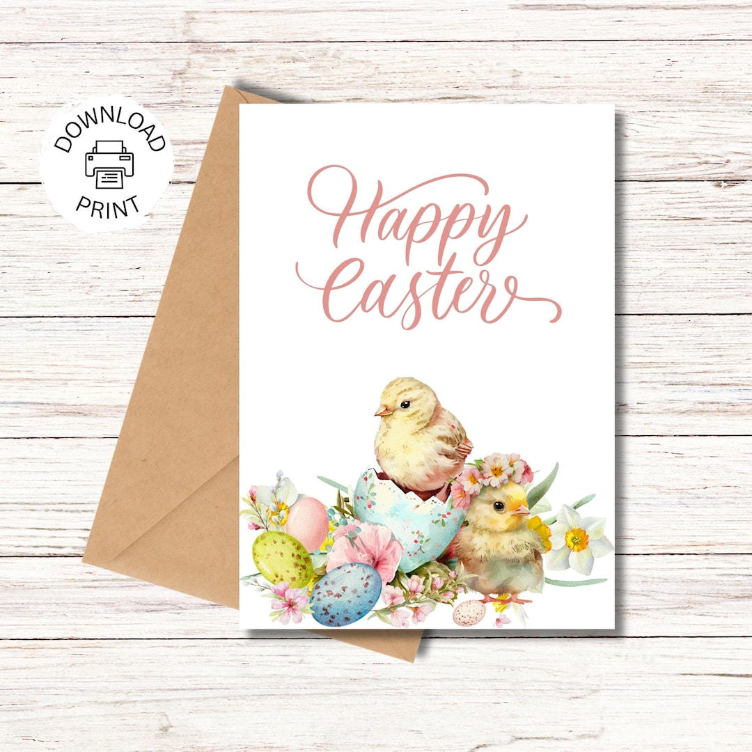 Happy Easter Card Printable, Easter Greeting Card, Joyful Egg Hunt ...