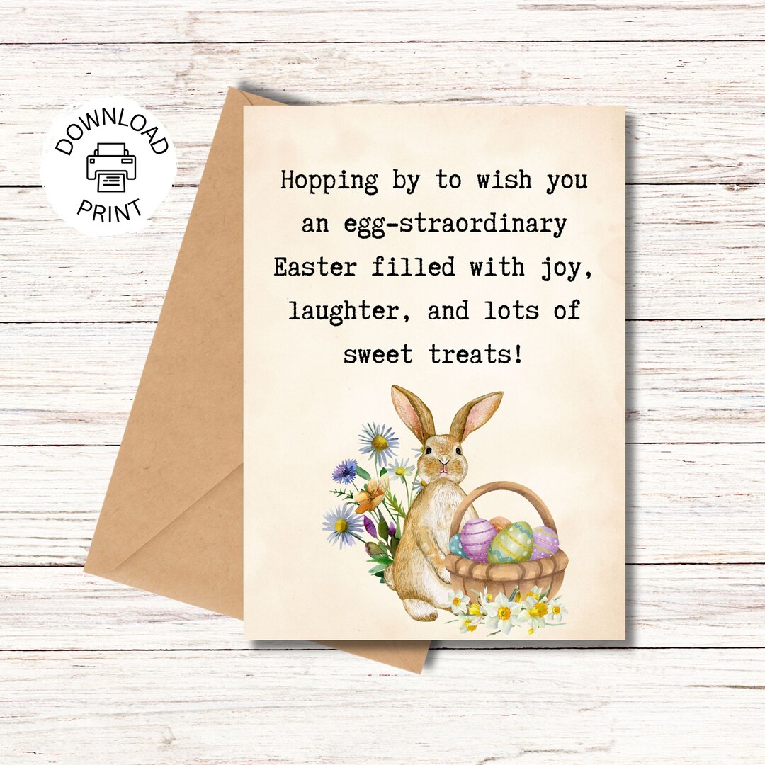 Happy Easter Card Printable, Easter Greeting Card, Easter Bunny Bliss ...