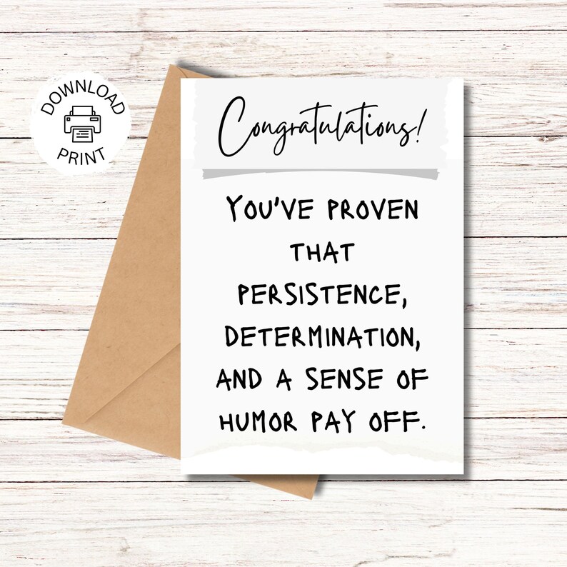 Funny Congratulations Card | Printable Greeting Card | Sense of Humor ...