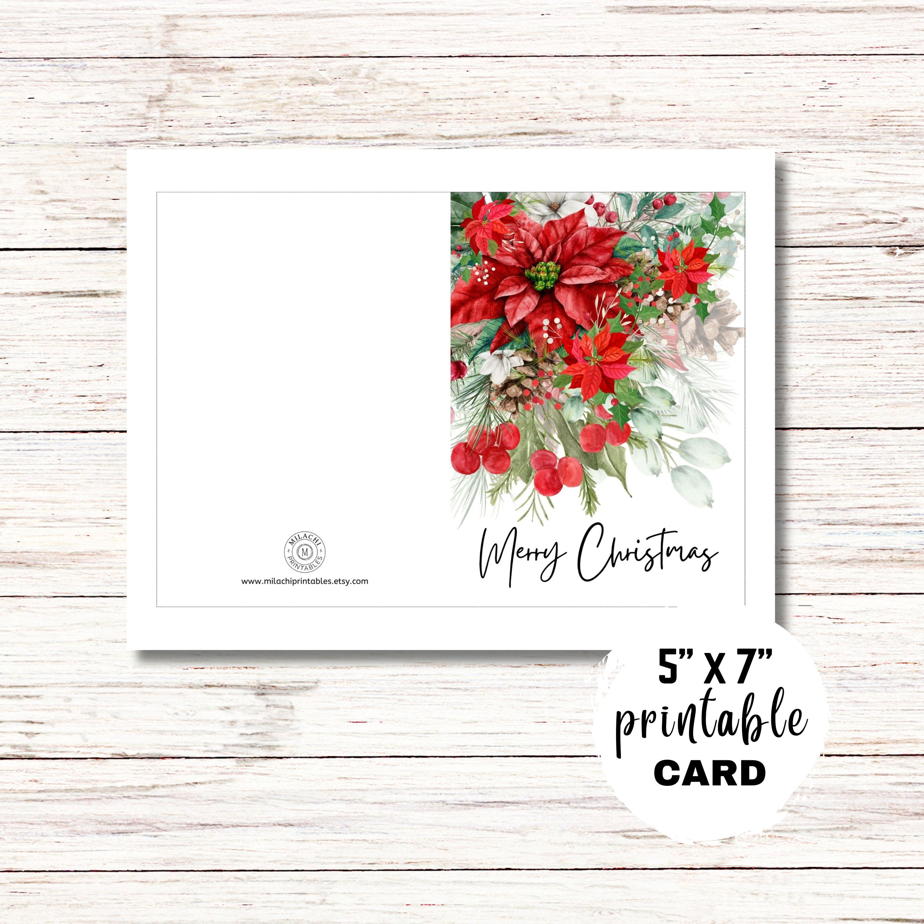 Merry Christmas Card Printable Holiday Greeting Card Cute Christmas ...