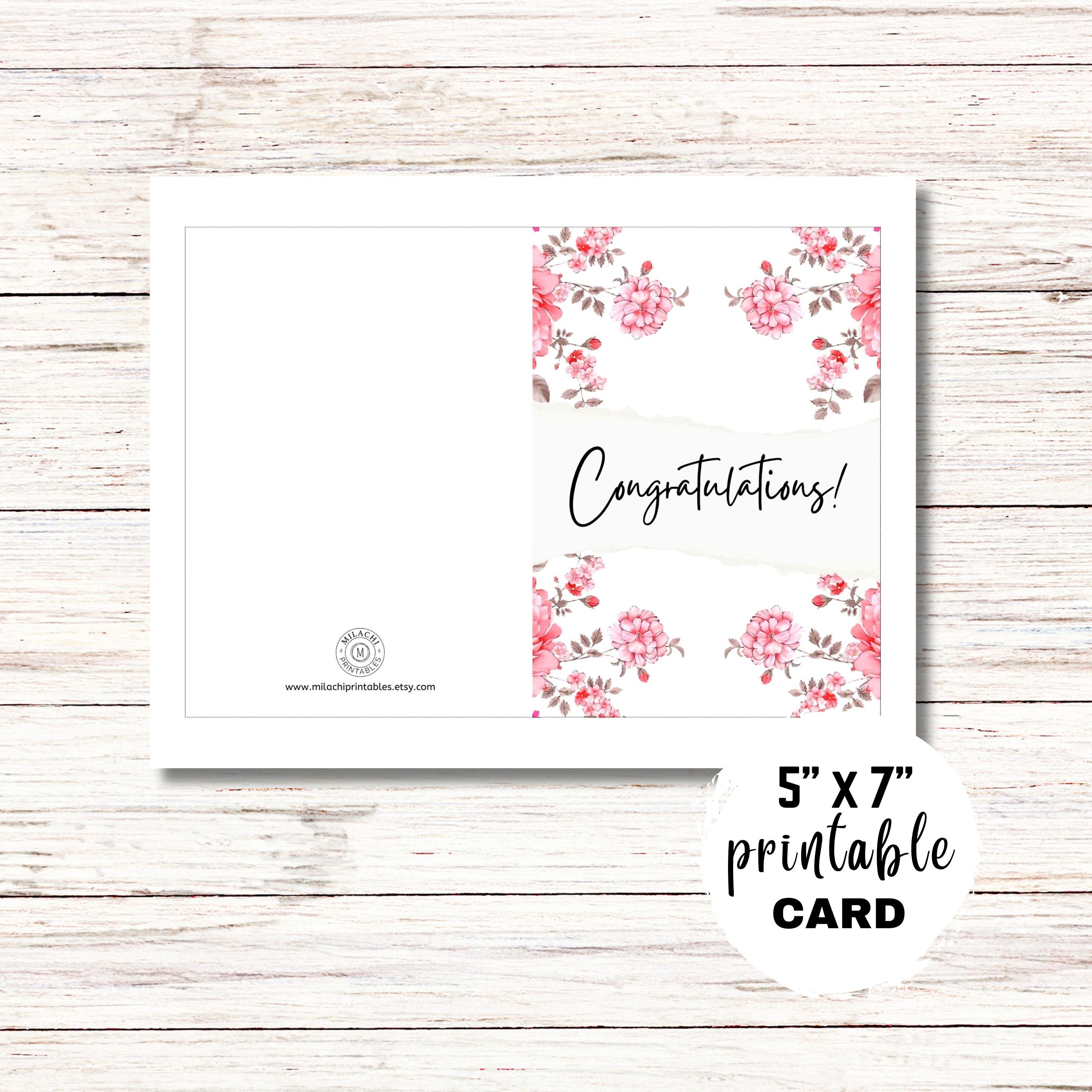 Congratulations Card Printable Greeting Card Floral - Etsy