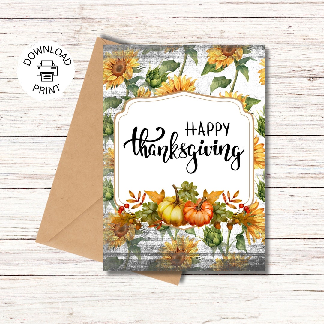 Happy Thanksgiving Card Printable Greeting Card Thanksgiving Printable ...