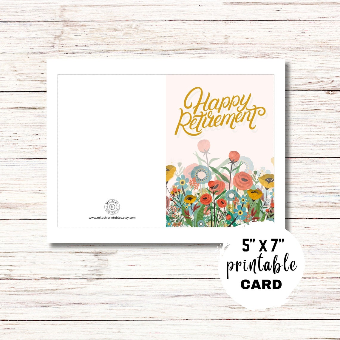 Printable Happy Retirement Card, Happy Retirement Greeting Card, Floral ...