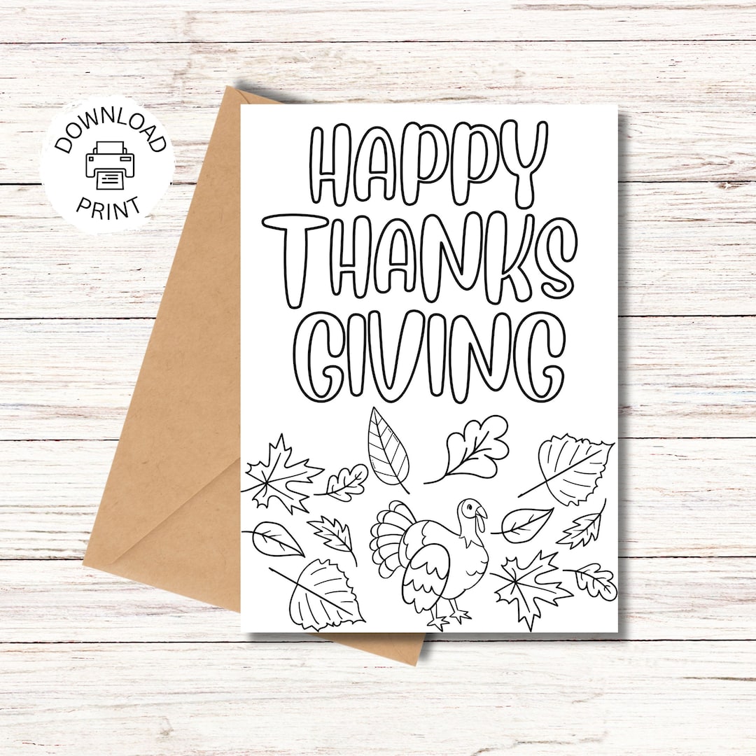 Printable Coloring Card Happy Thanksgiving, Color Your Own Card ...