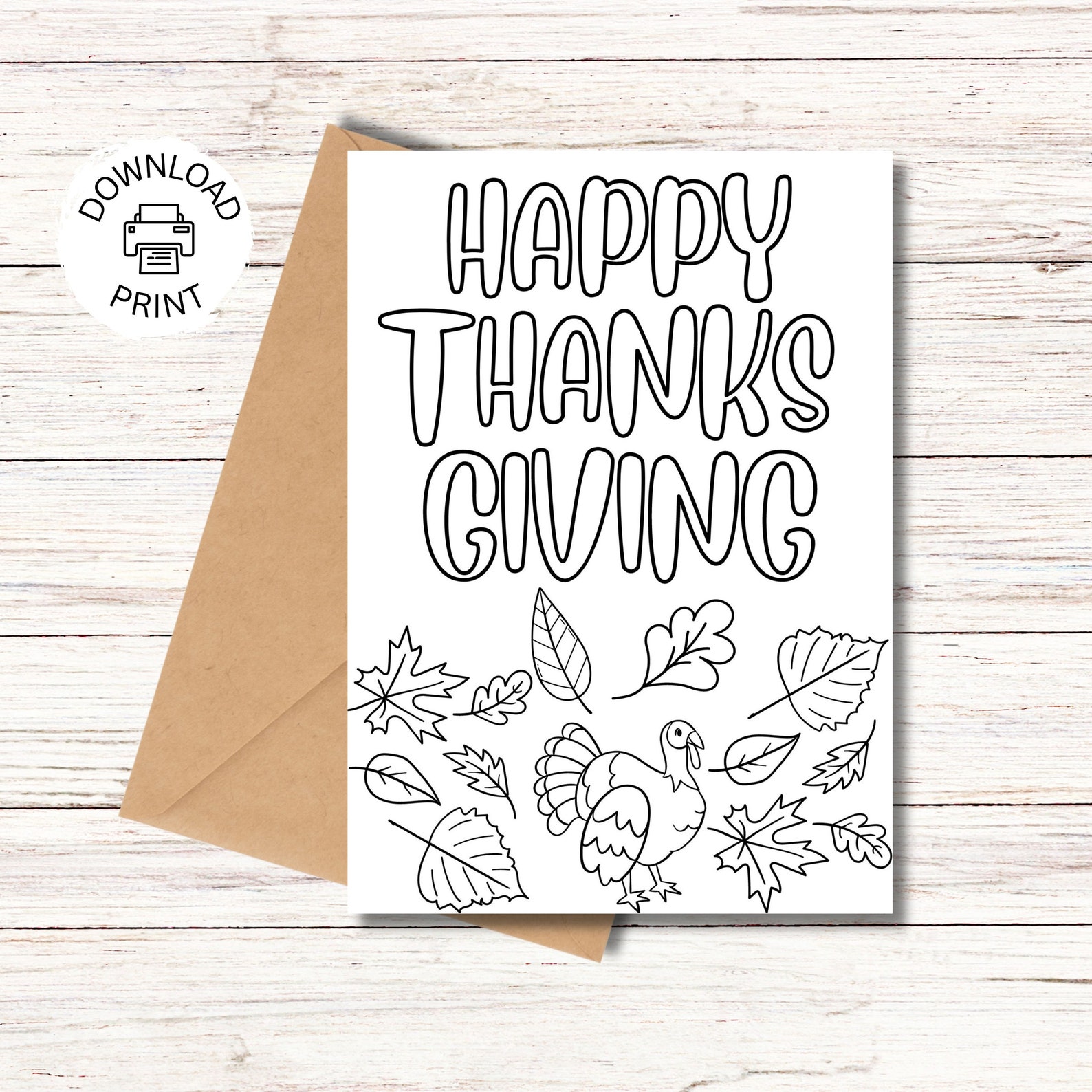 Printable Coloring Card Happy Thanksgiving, Color Your Own Card ...