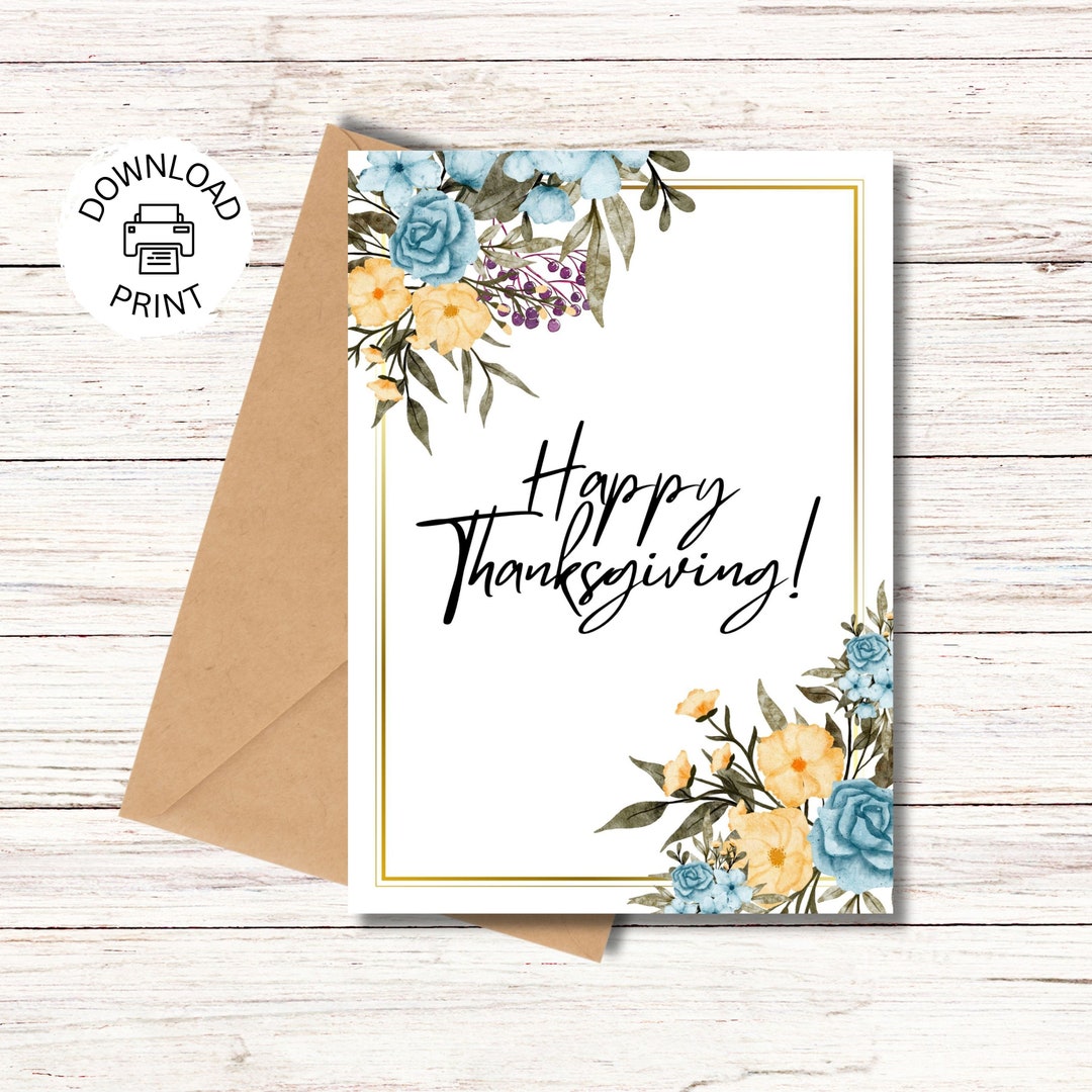 Happy Thanksgiving Card - Printable Greeting Card - Thanksgiving ...