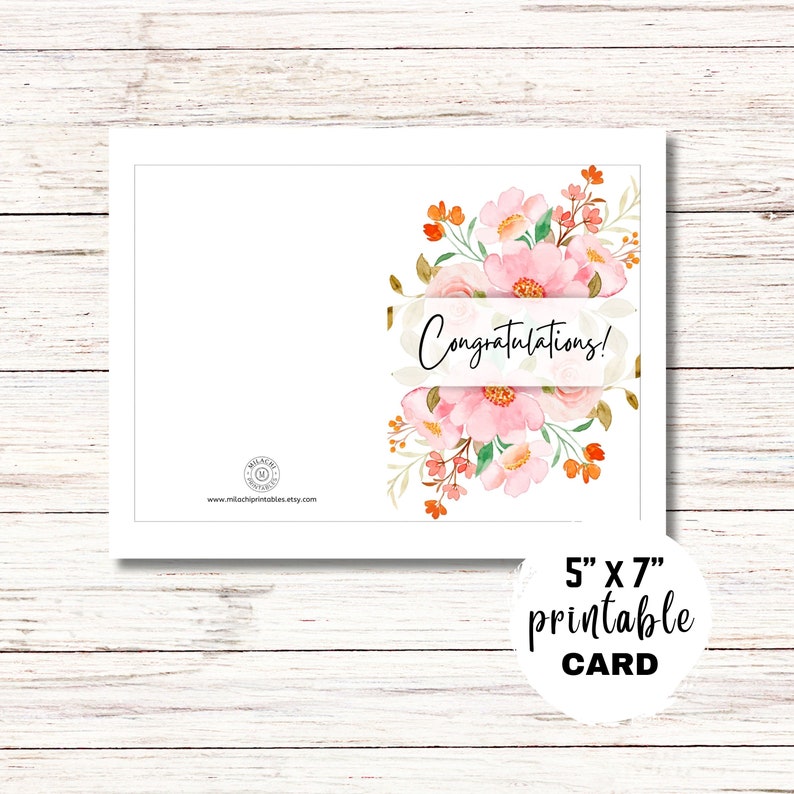 Congratulations Card Printable Greeting Card Floral Congrats Card ...