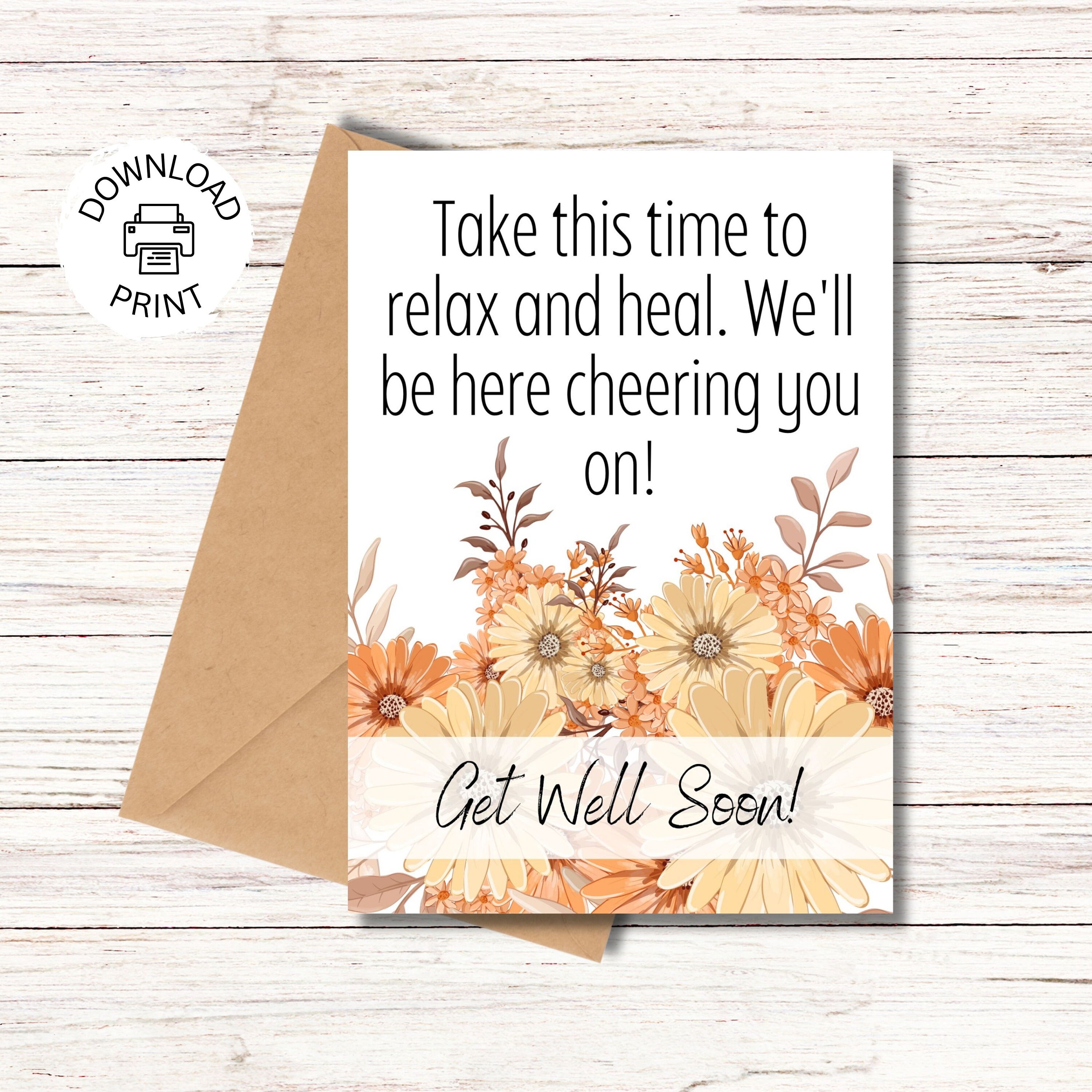 Relax and Heal Get Well Soon Card Printable Greeting Card - Etsy