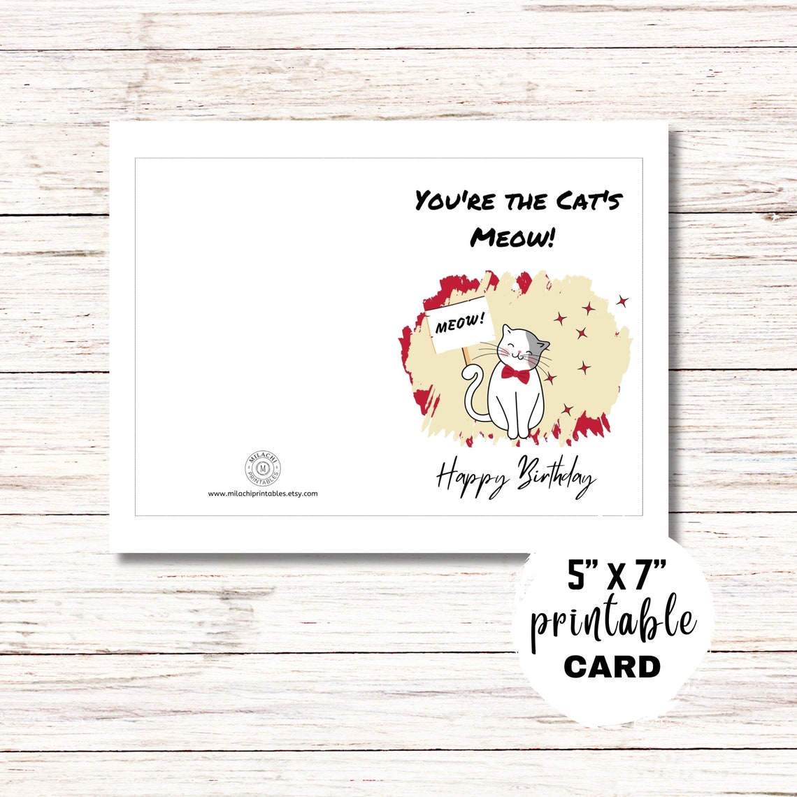 Happy Birthday Card | Printable Greeting Card | Cat's Meow | Cat ...