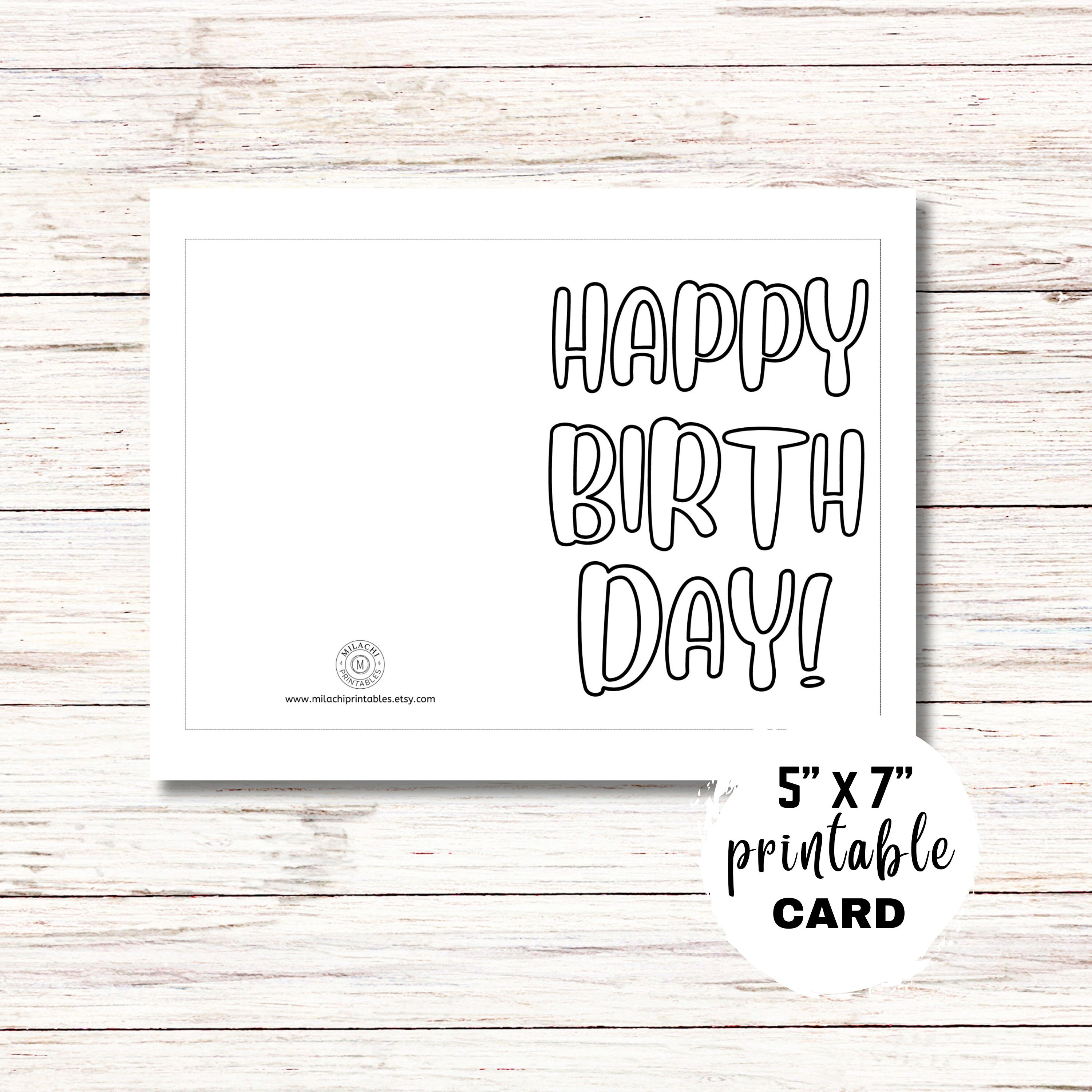 Printable Happy Birthday Coloring Card | Birthday Wishes | Color Your ...