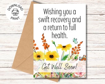 Get Well Soon Card - Printable Greeting Card - Get Well Wishes ...