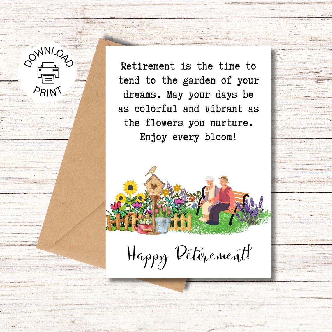 Printable Retirement Card, Garden of Your Dreams, Happy Retirement ...