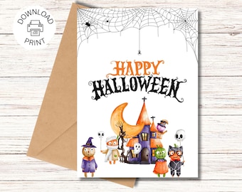Happy Halloween Card Printable Greeting Card Spooky Halloween Printable ...