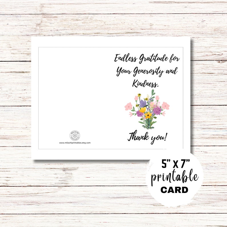 Generosity and Kindness - Thank You Card - Printable Heartfelt ...