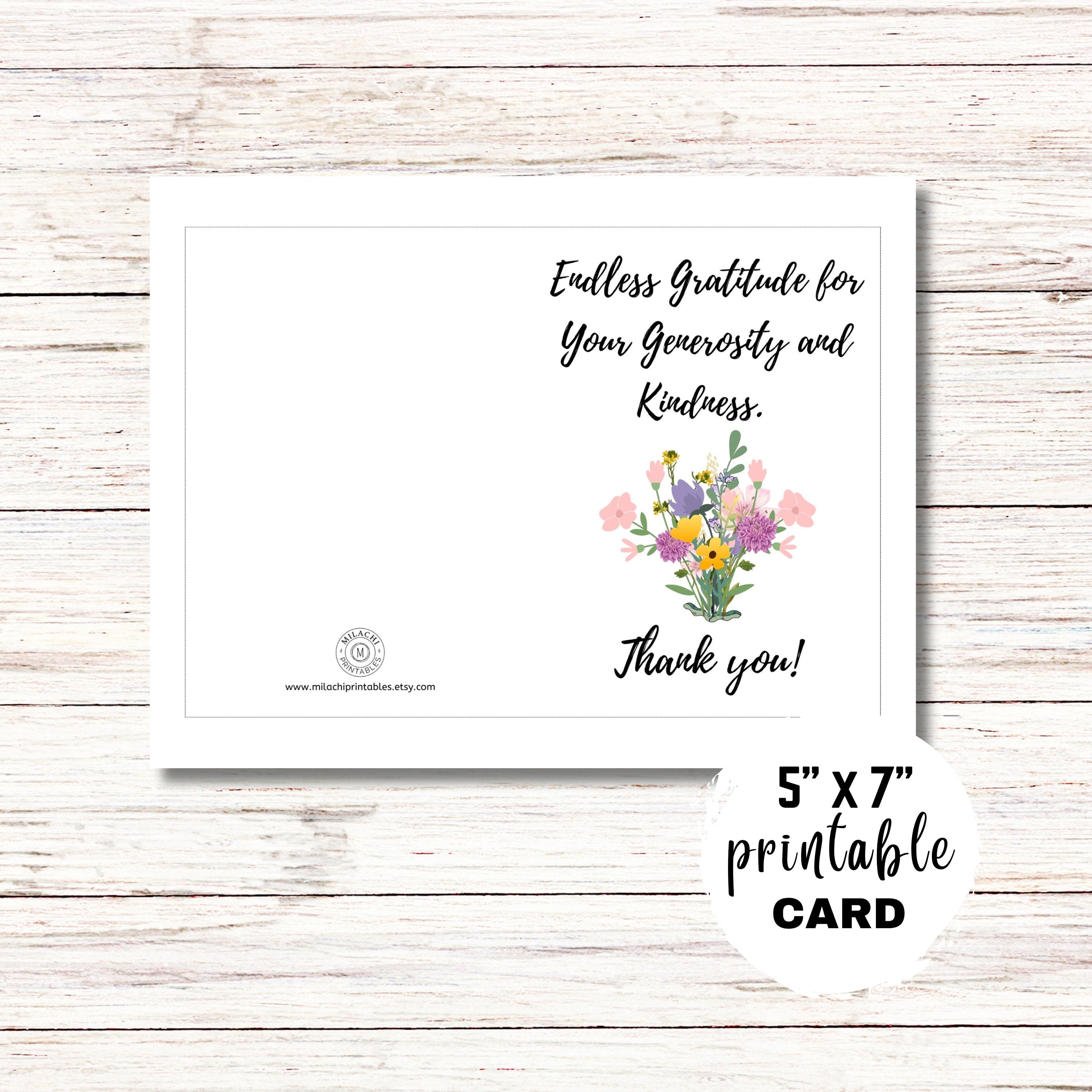 Generosity and Kindness - Thank You Card - Printable Heartfelt Appreciation Card - Endless ...
