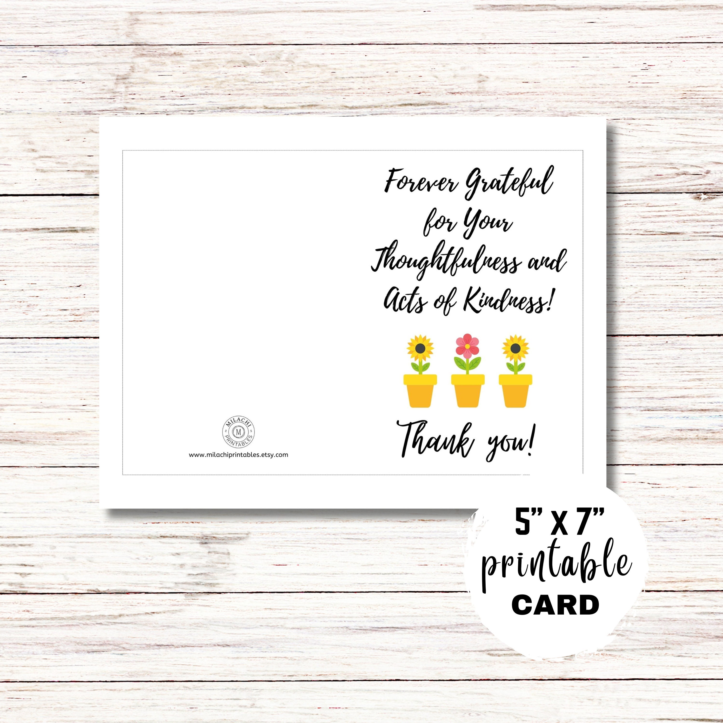 Forever Grateful - Thank You Card - Printable Acts of Kindness Card ...
