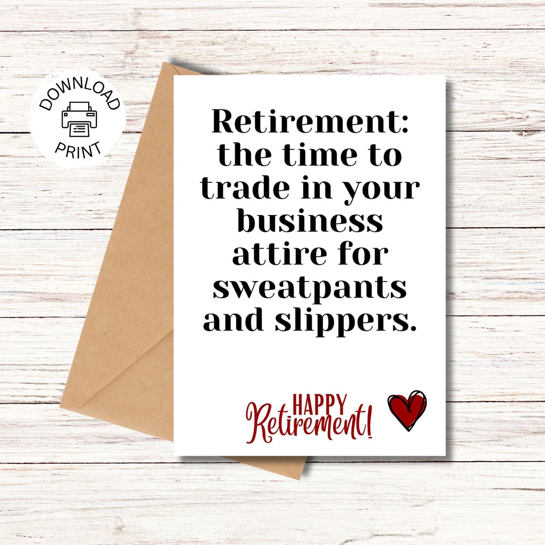 Funny Retirement Card Sweatpants and Slippers Happy Retirement Greeting ...