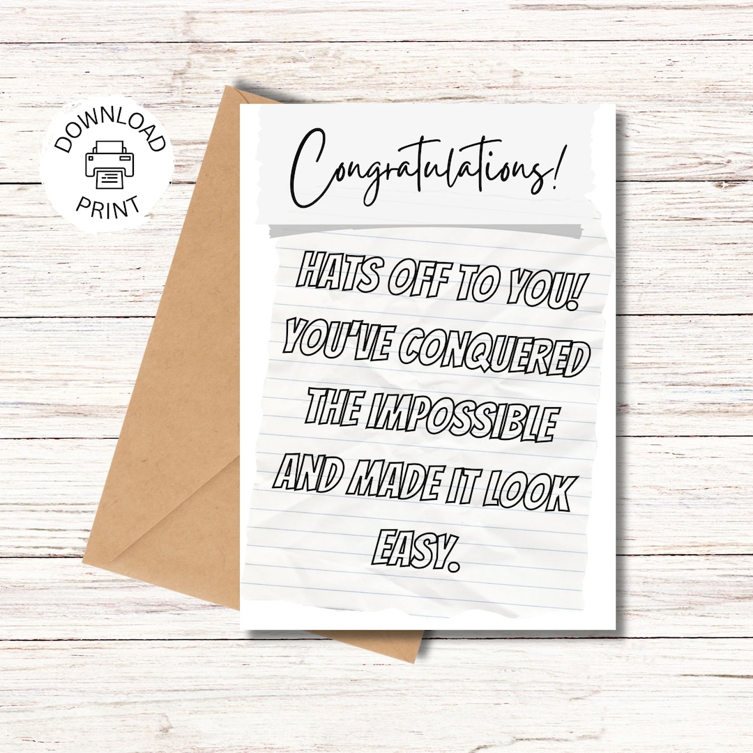 Funny Congratulations Card | Printable Greeting Card | Hats off to You ...
