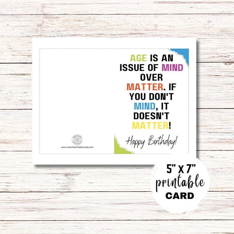 Mind Over Matter - Happy Birthday Card - Printable Greeting Card ...