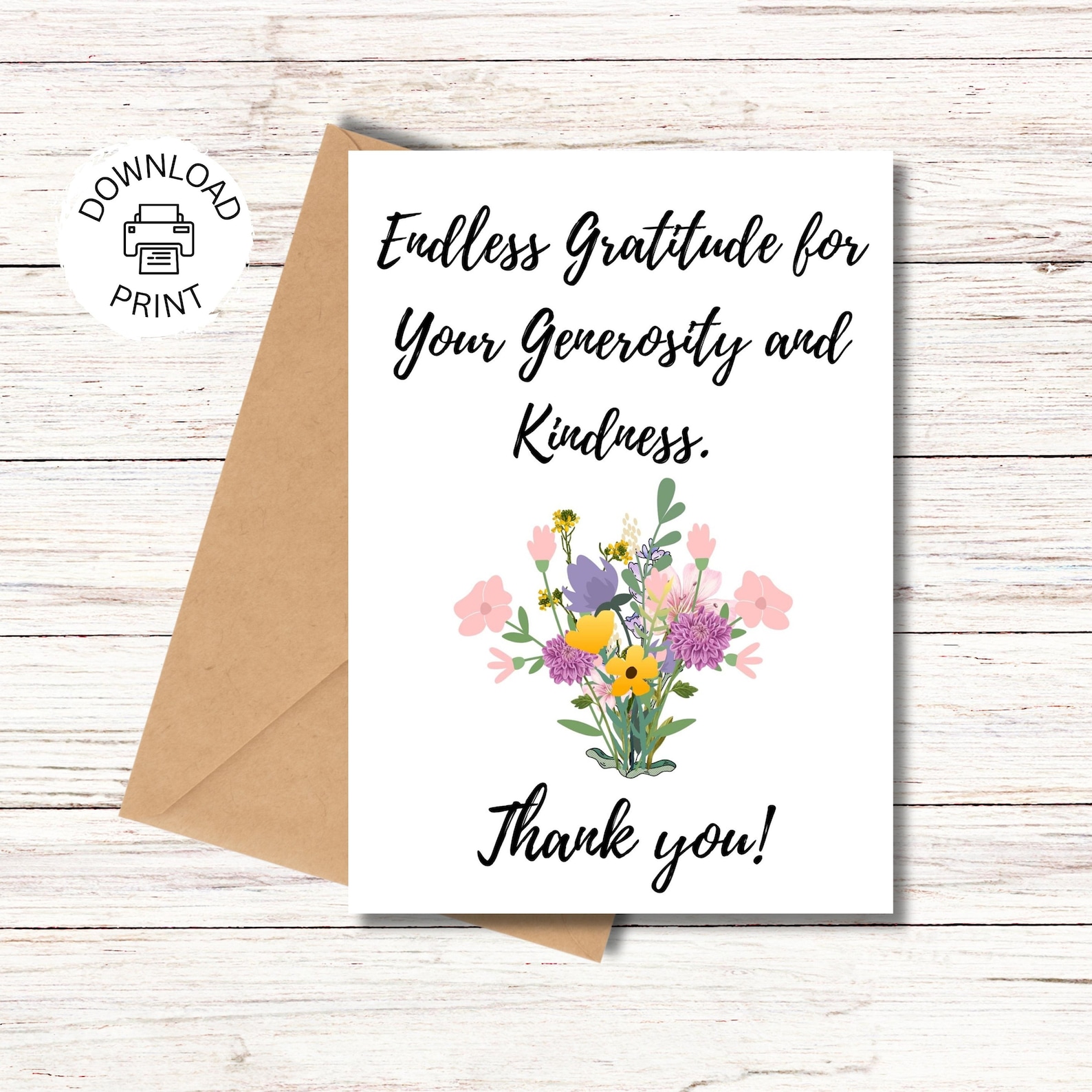 Generosity and Kindness - Thank You Card - Printable Heartfelt ...