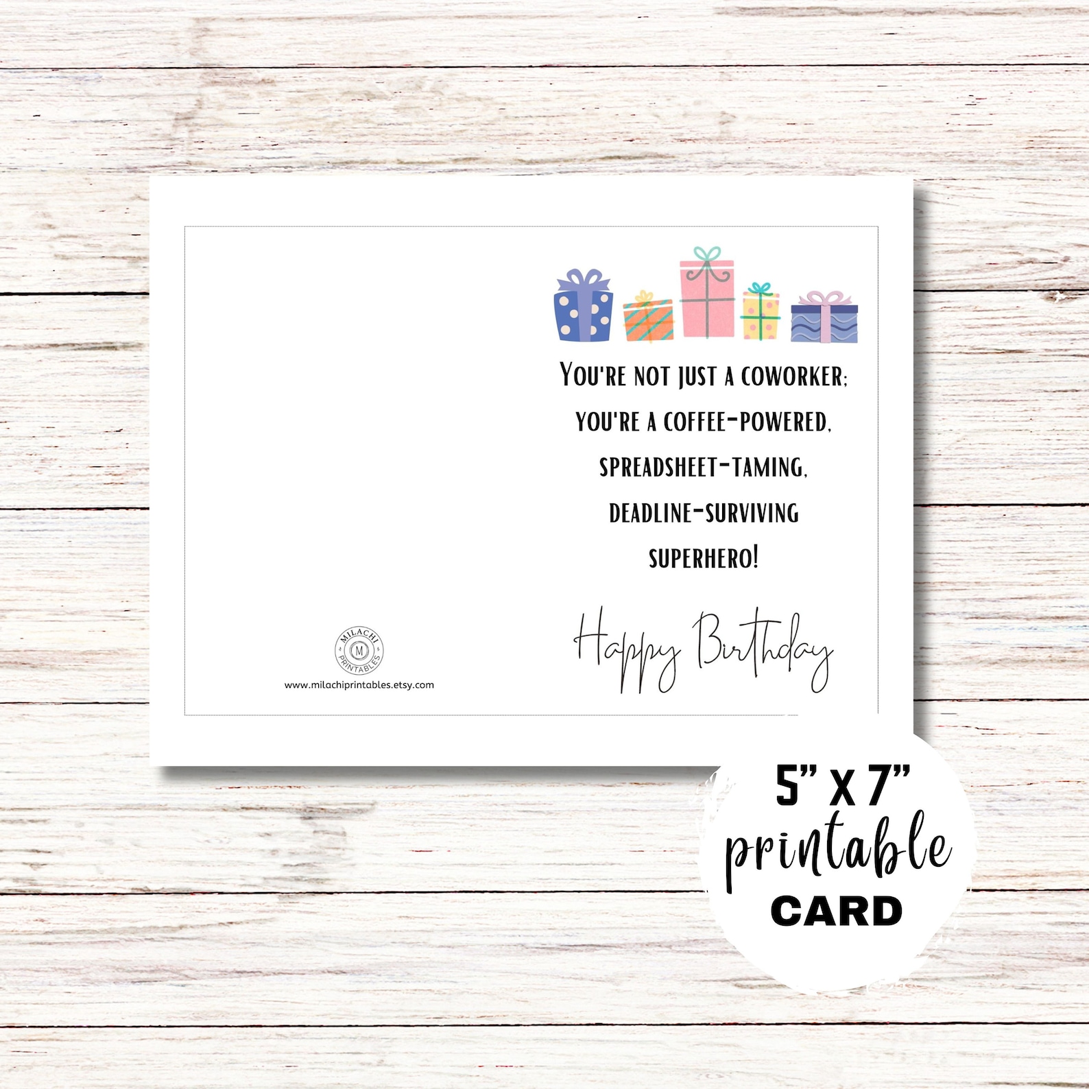 Superhero Coworker Funny Happy Birthday Card | Printable Greeting Card ...