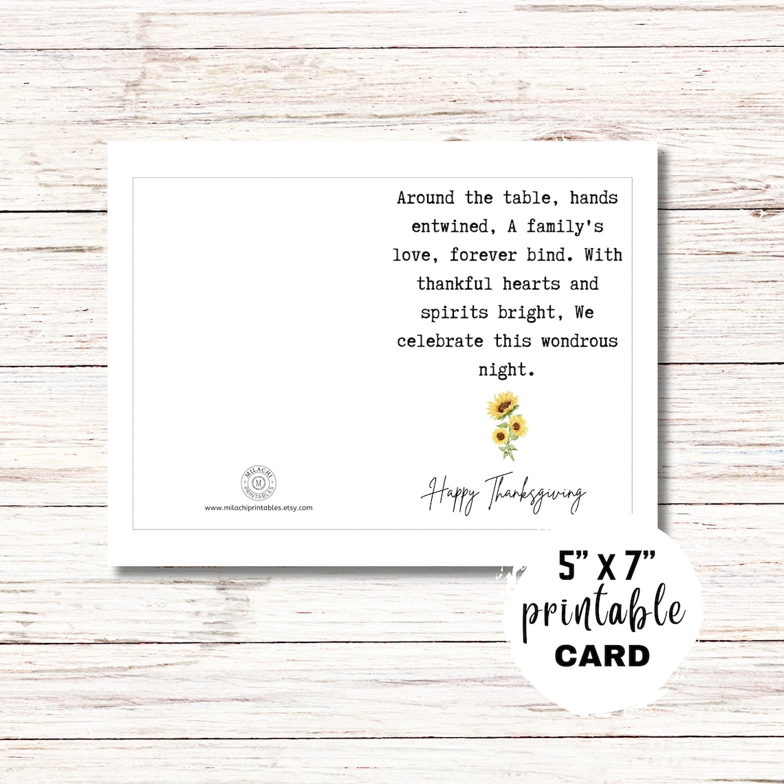 Printable Thanksgiving Card, Thankful Hearts, Thanksgiving Poem Card ...