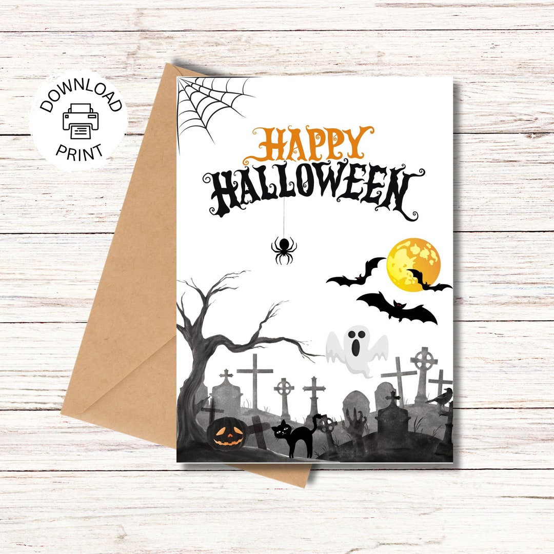 Happy Halloween Card - Printable Greeting Card - Halloween Printable ...