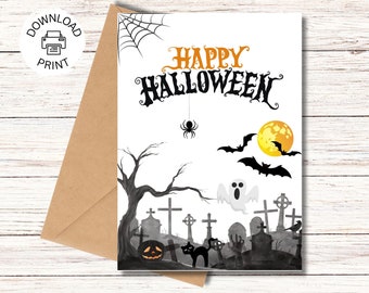 Happy Halloween Card Printable Greeting Card Spooky Halloween Printable ...