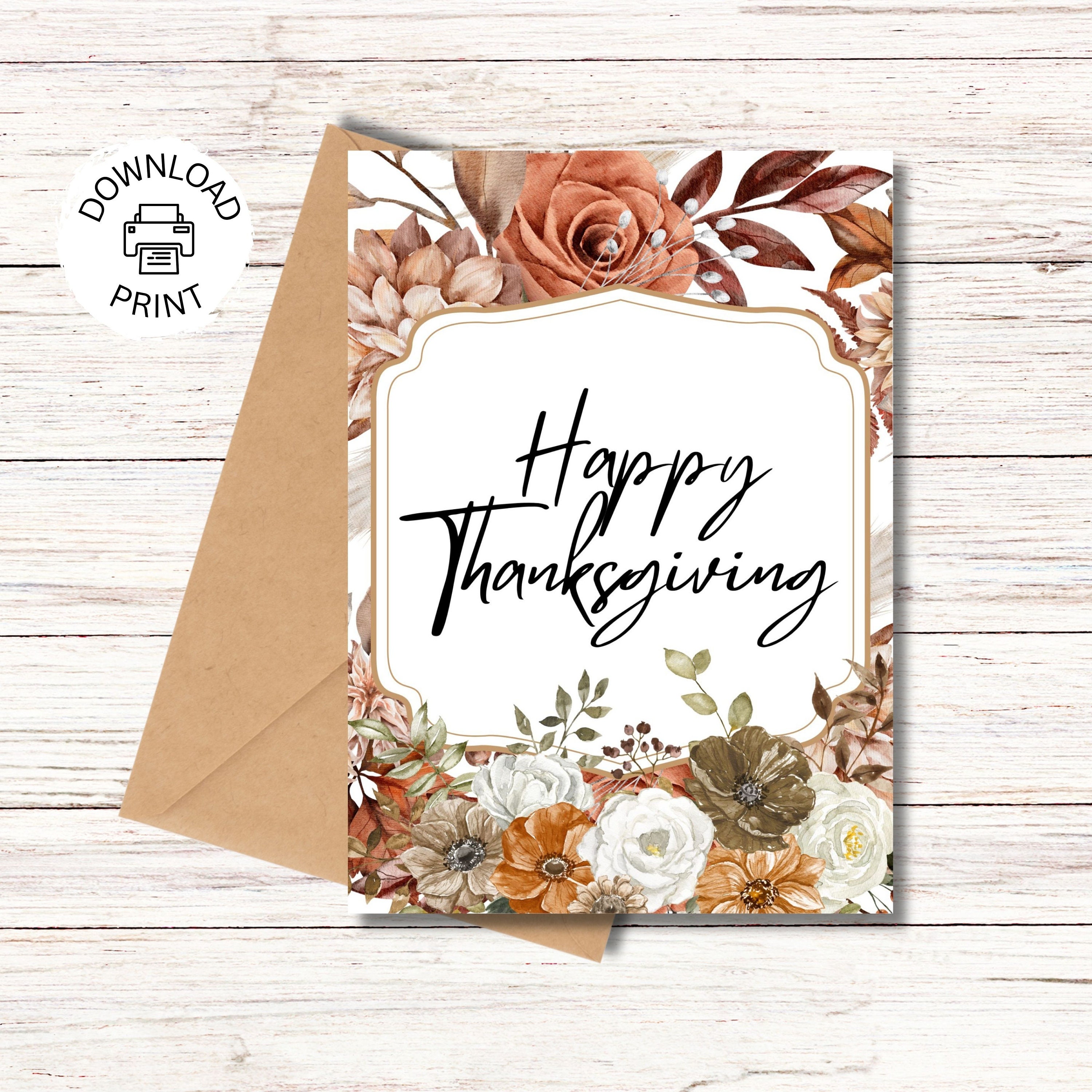 Happy Thanksgiving Card Printable Greeting Card - Etsy