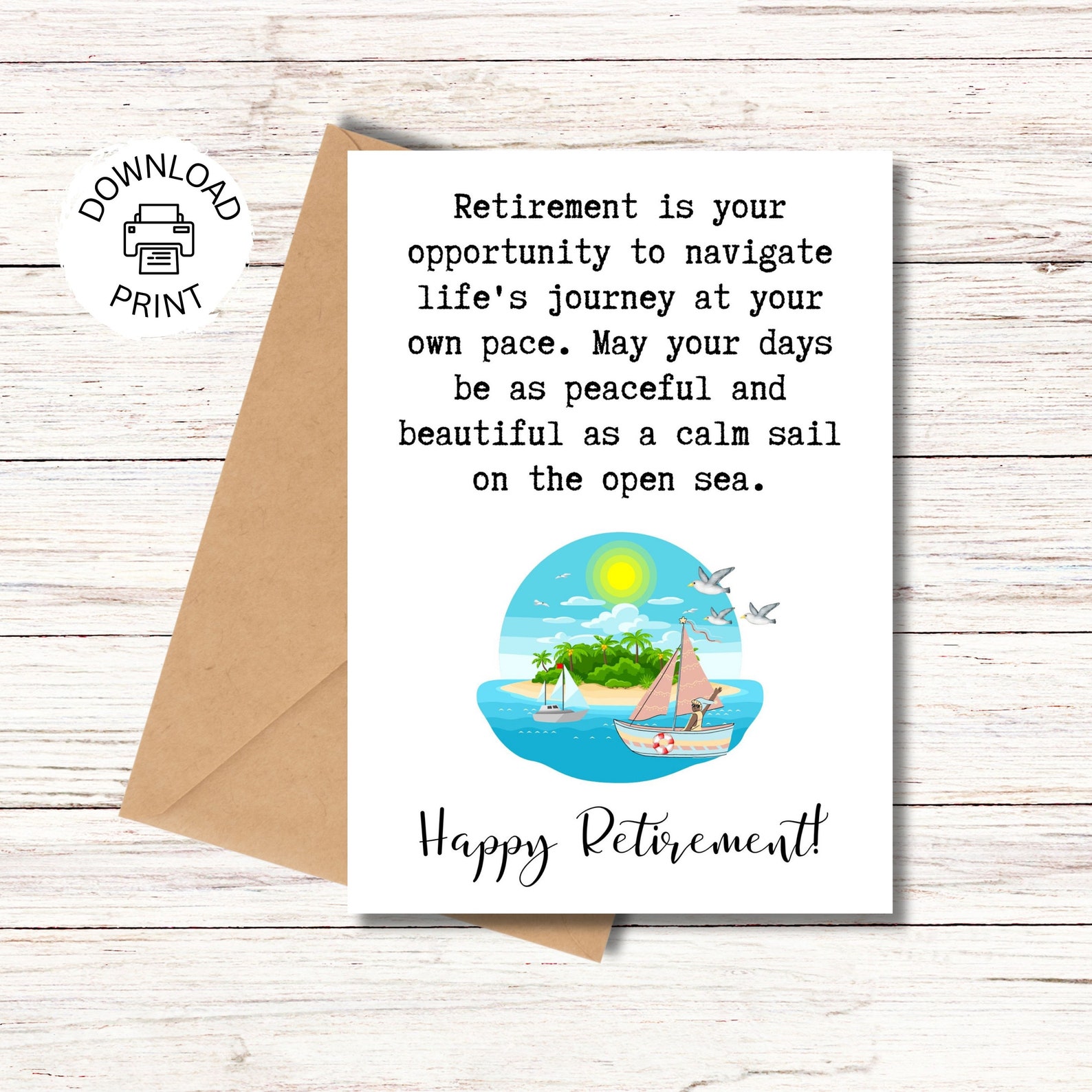 Printable Retirement Card, Sailing Into the Sunset, Happy Retirement ...