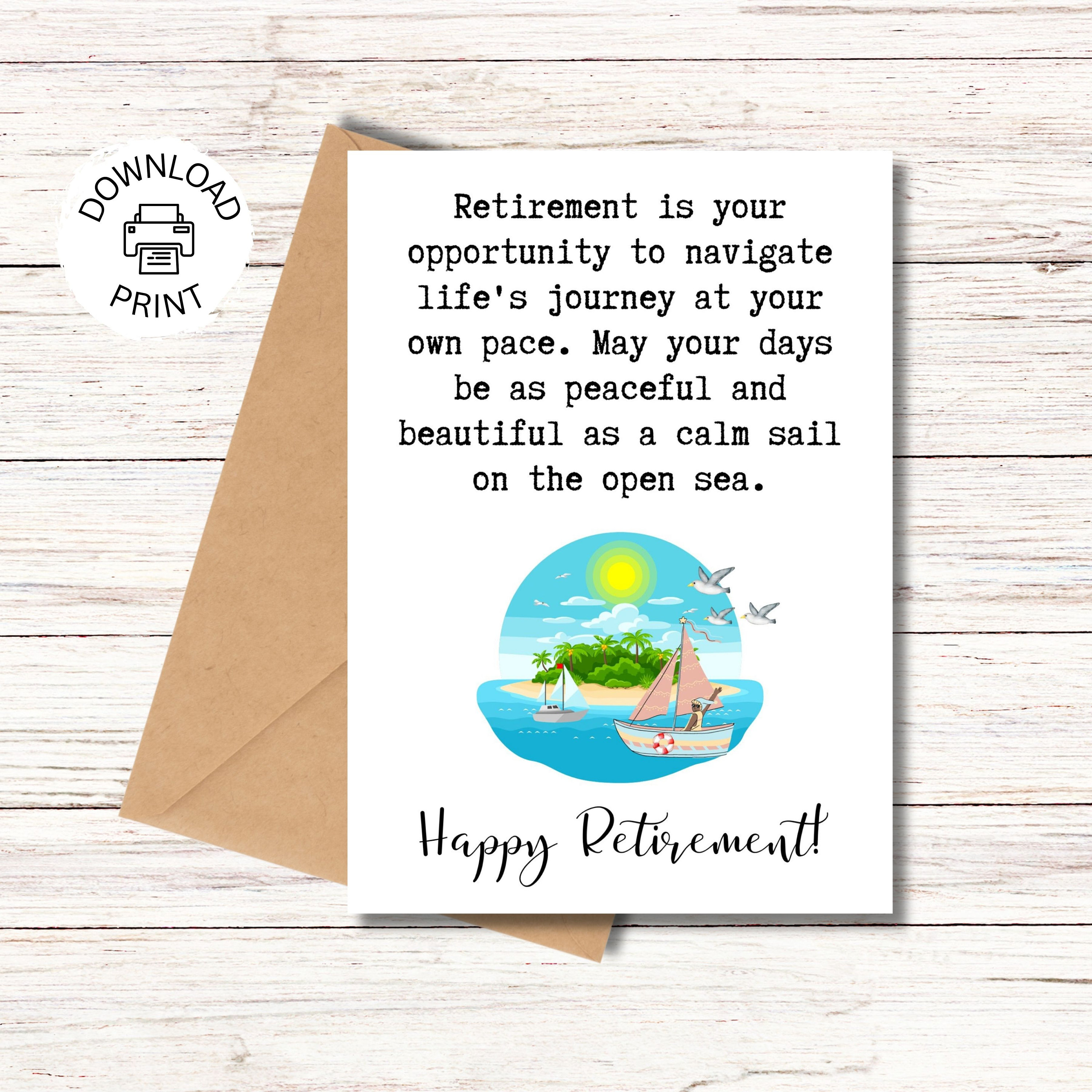 Printable Retirement Card, Sailing Into the Sunset, Happy Retirement ...