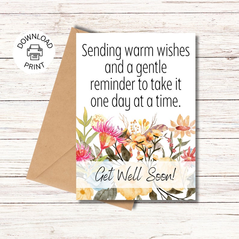 Warm Wishes - Get Well Soon Card - Printable Greeting Card - Get Well ...