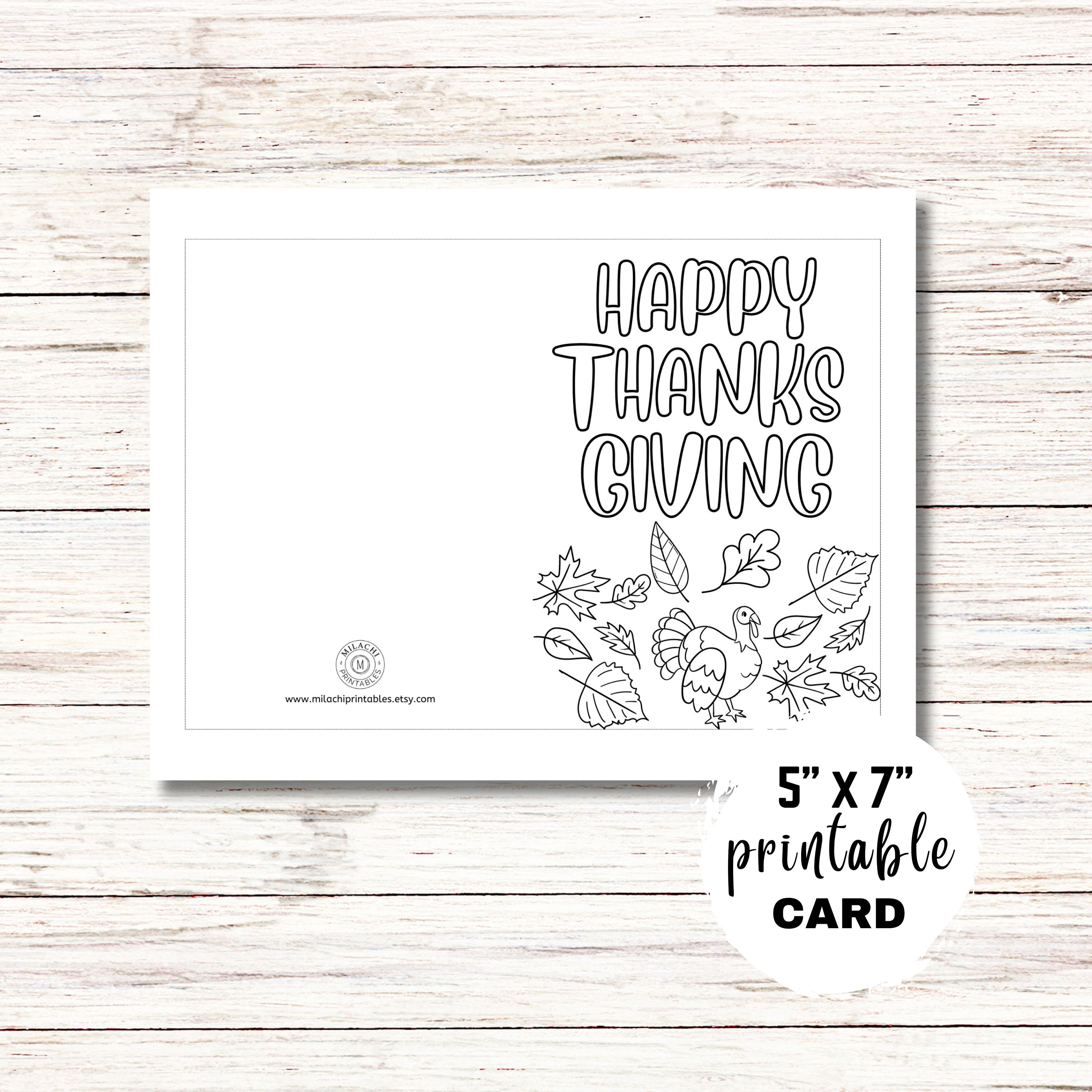 Printable Coloring Card Happy Thanksgiving, Color Your Own Card ...