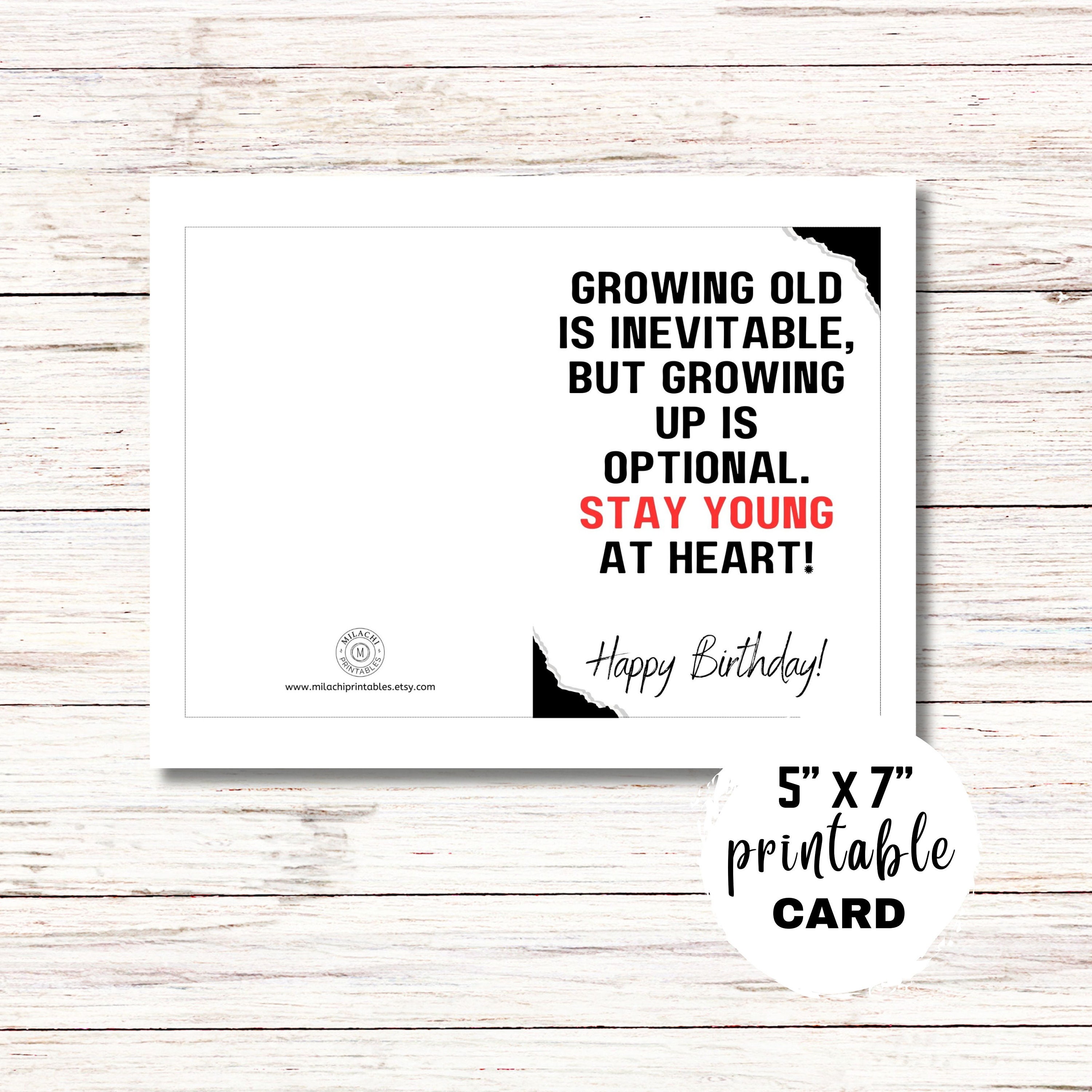 Stay Young - Happy Birthday Card - Printable Greeting Card - Birthday ...