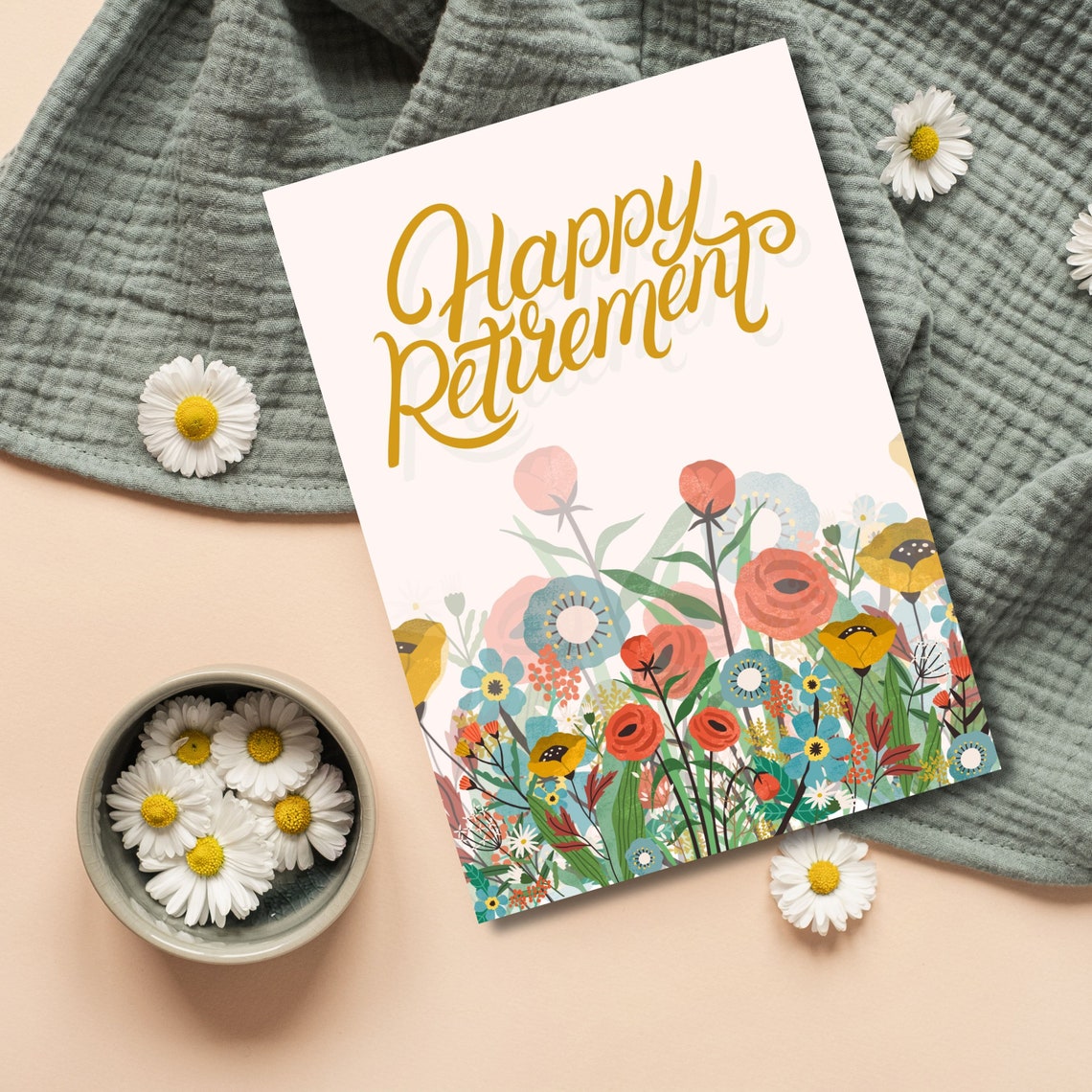 Printable Happy Retirement Card, Happy Retirement Greeting Card, Floral ...