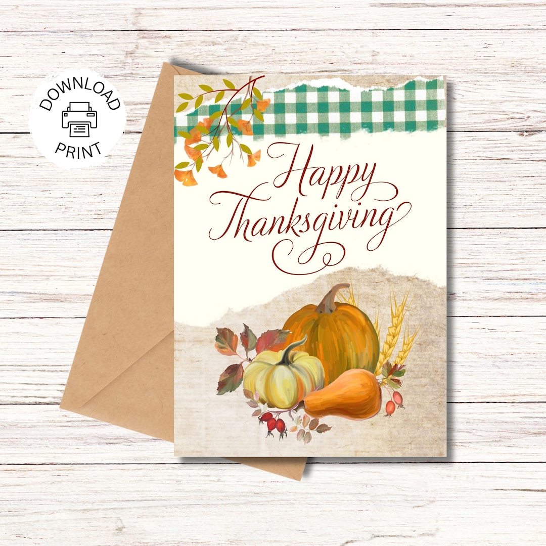 Happy Thanksgiving Card - Printable Greeting Card - Thanksgiving ...