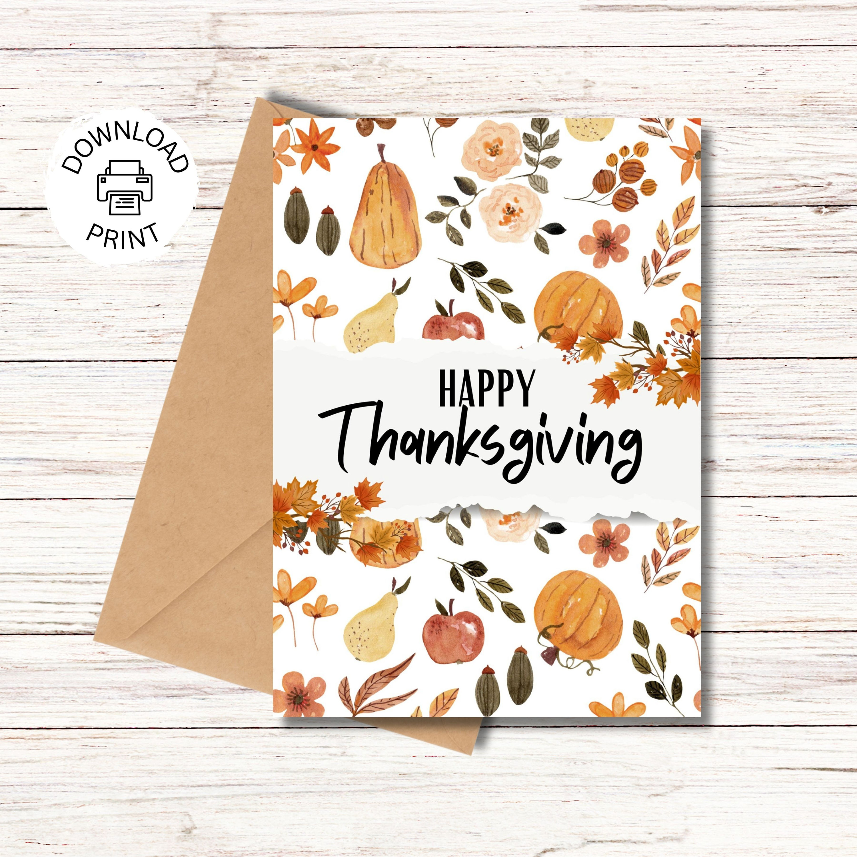 Happy Thanksgiving Card Printable Greeting Card Thanksgiving Printable ...