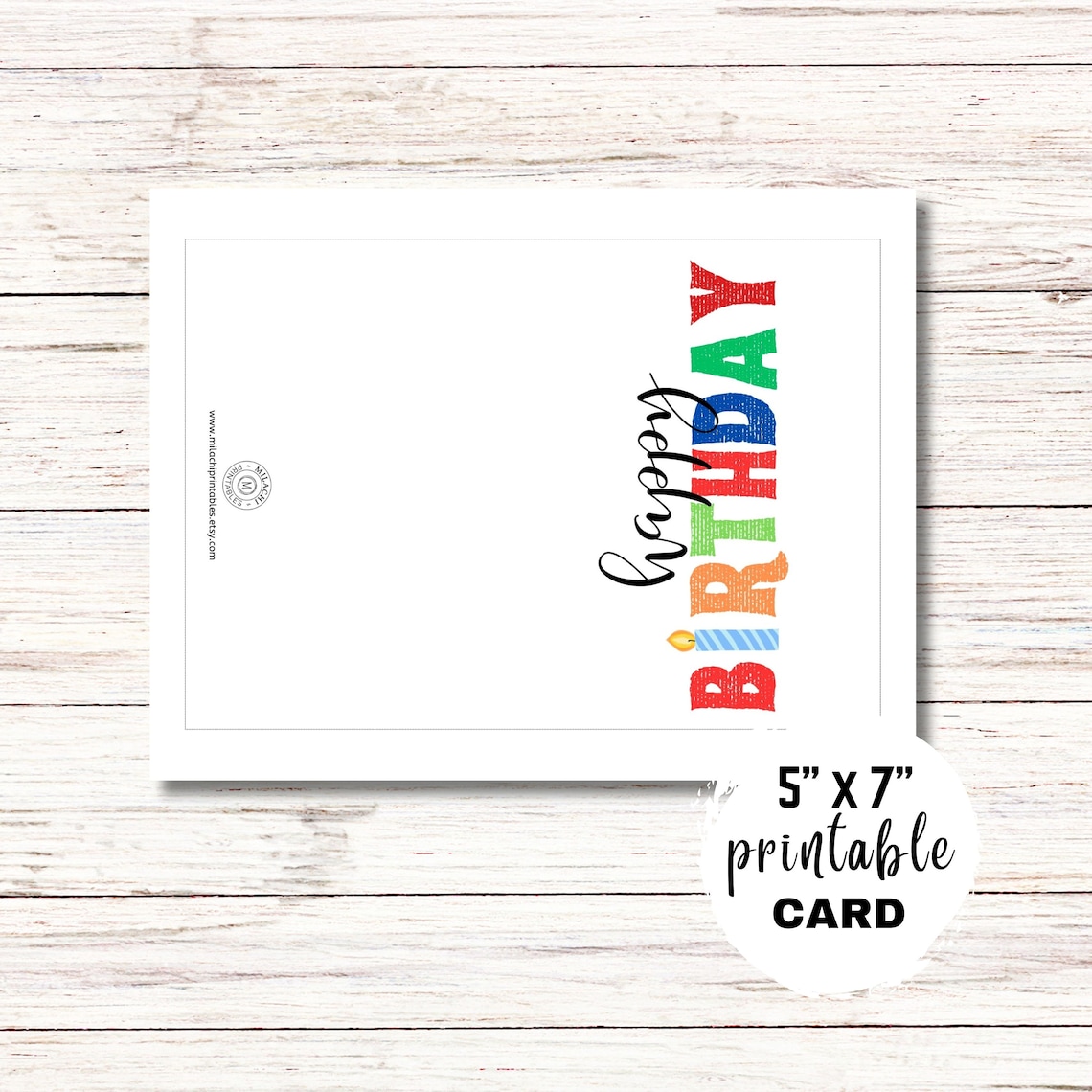 Happy Birthday Card Printable Greeting Card Digital Download PDF Card ...