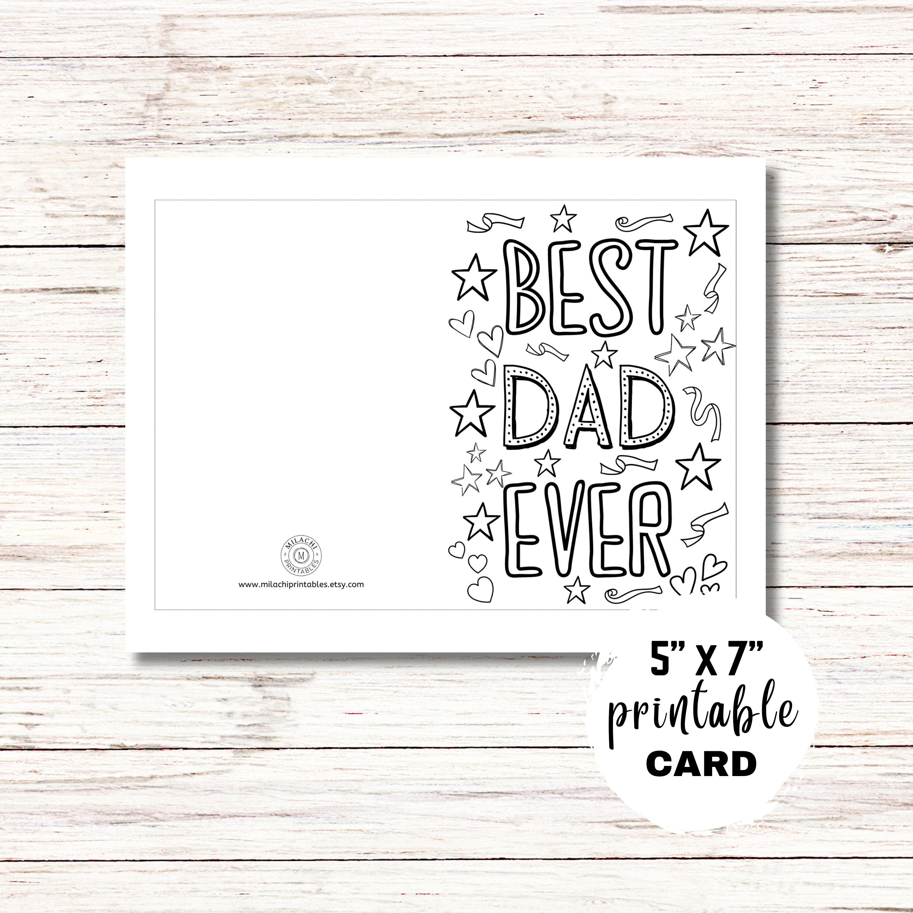 Printable Best Dad Ever Coloring Card, Birthday Card, Dad Greeting Card ...