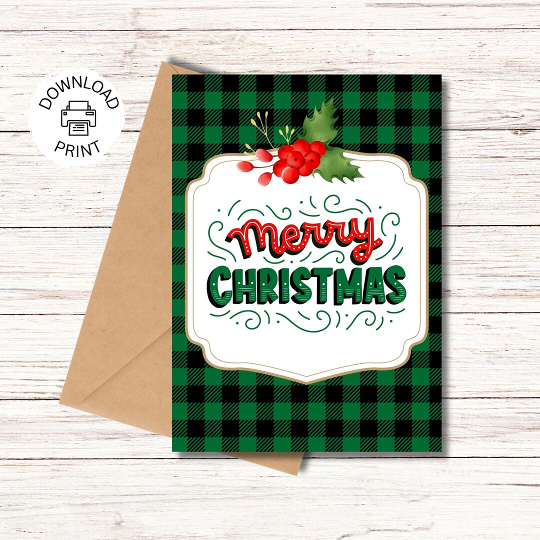 Merry Christmas Card | Printable Holiday Greeting Card | Cute Christmas ...