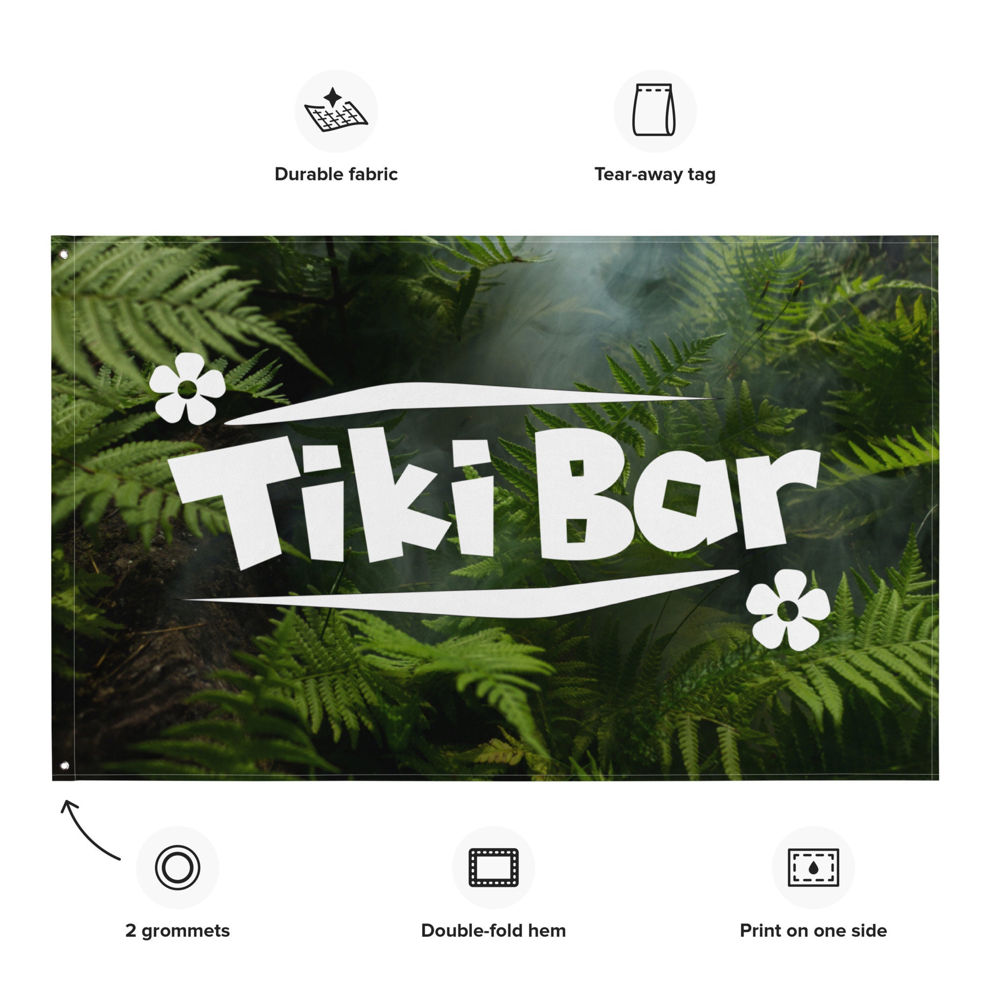 Tiki Bar Flag Wall Hang Sign for Bar, Bedrrom, Man Caves, She Sheds ...