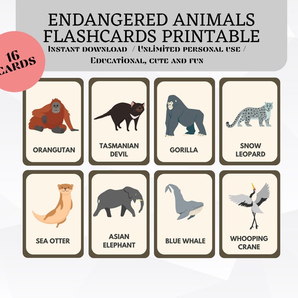 Montessori Endangered Animals Printable - Etsy