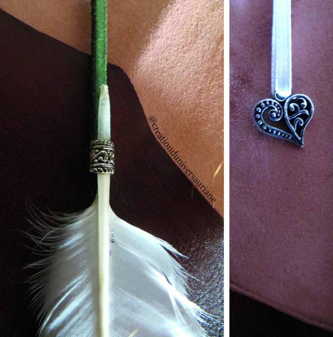 White Feather Barrette. Natural Bird Feather, Beads and Leather Cord ...