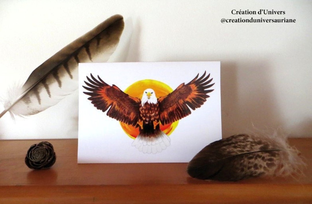 Eagle Illustration Card, With Message From the Animal - Etsy
