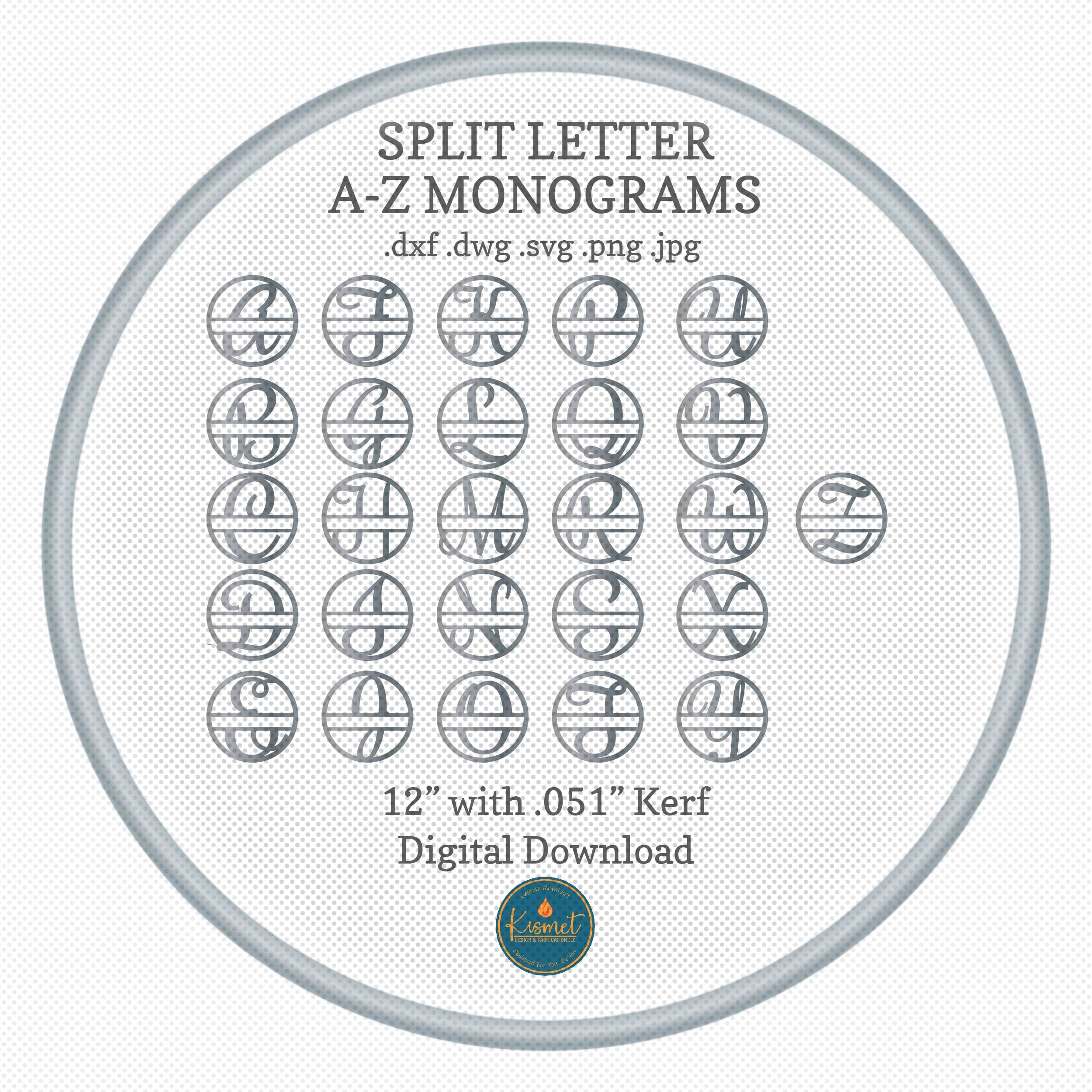 Split Letter Monogram Svg Files for Laser Cut Signs, Letter Monogram ...