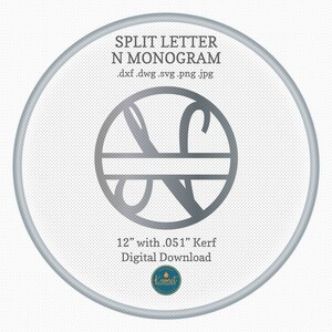 Split Letter Monogram Svg Files for Laser Cut Signs, Letter N Monogram ...